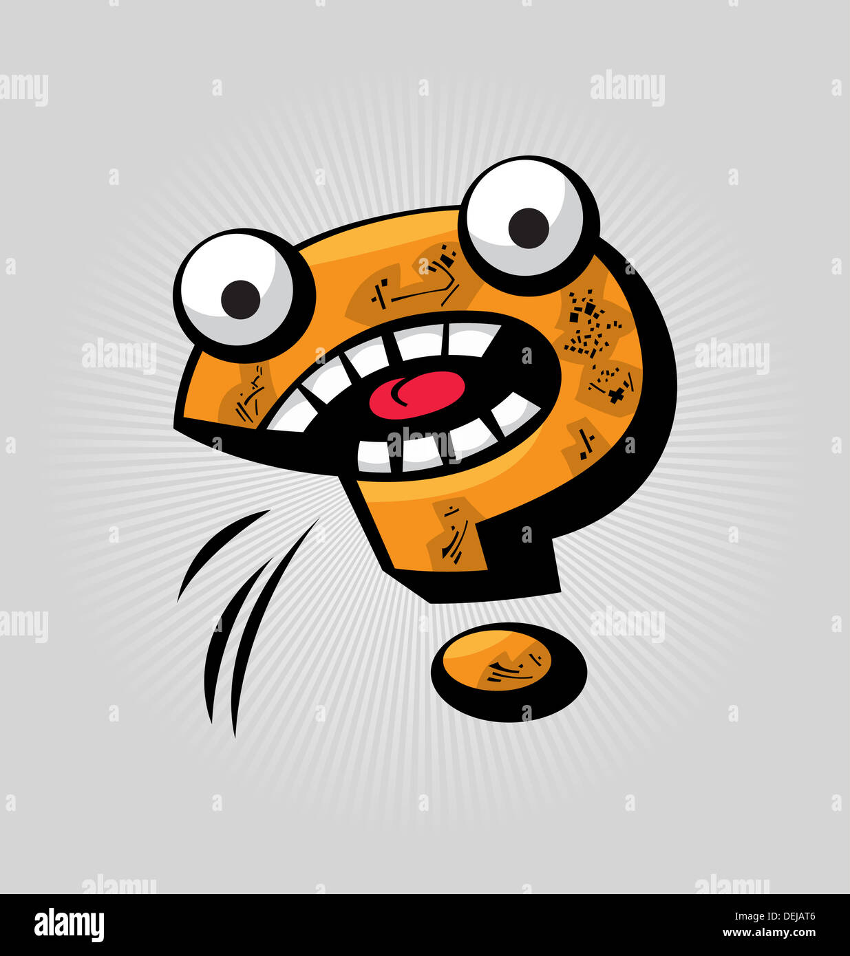 Childish confused question mark with big eyes and funny face ...