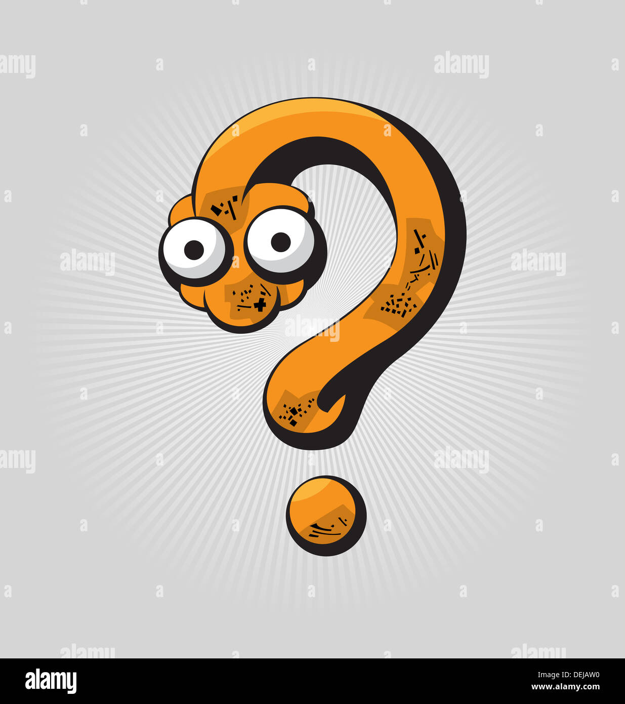 Childish confused question mark with big eyes and funny face ...