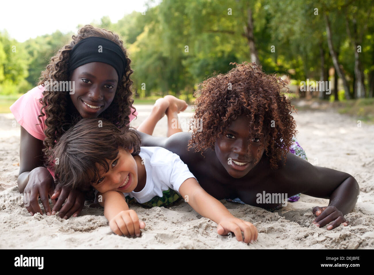 Happy african children having a nice dat at the park Stock Photo - Alamy