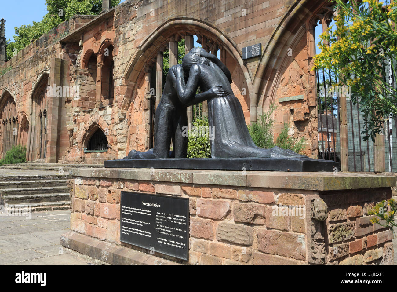 The statue of Reconciliation in Coventry Cathedral ruins, given by ...