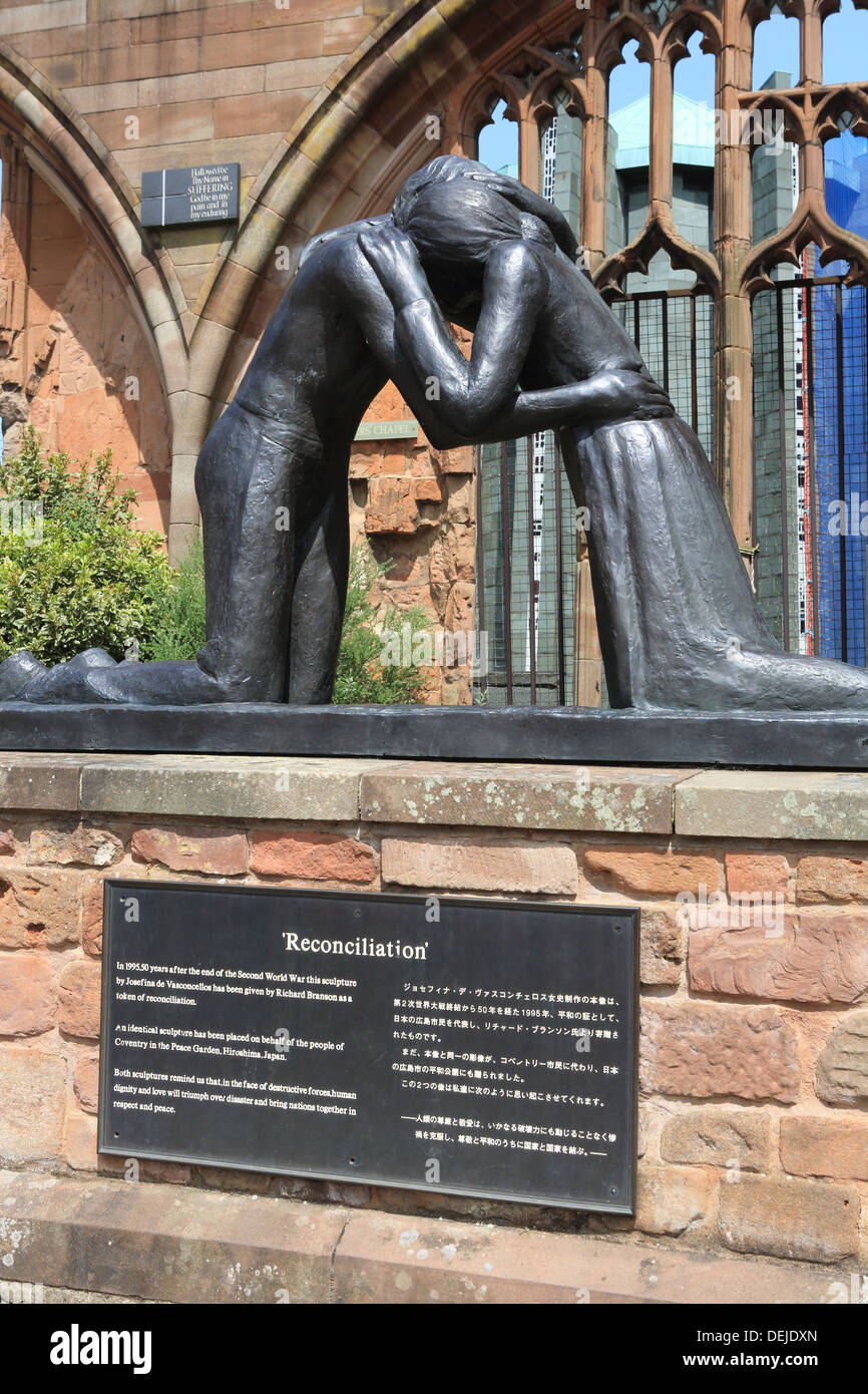 The statue of Reconciliation in Coventry Cathedral ruins, given by ...