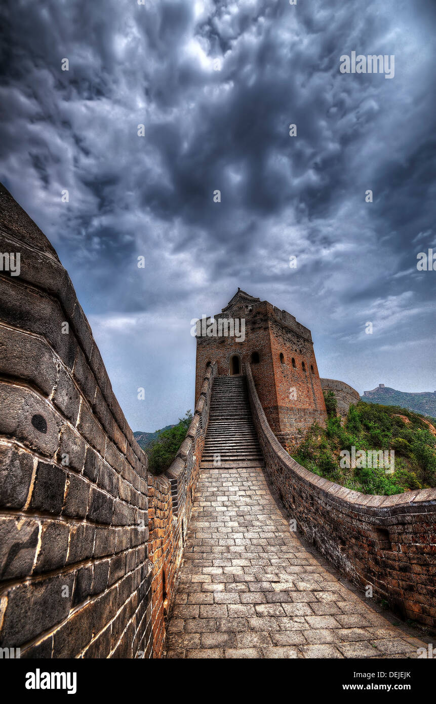 Sentry station and approach path detail of the Great Wall of China in ...