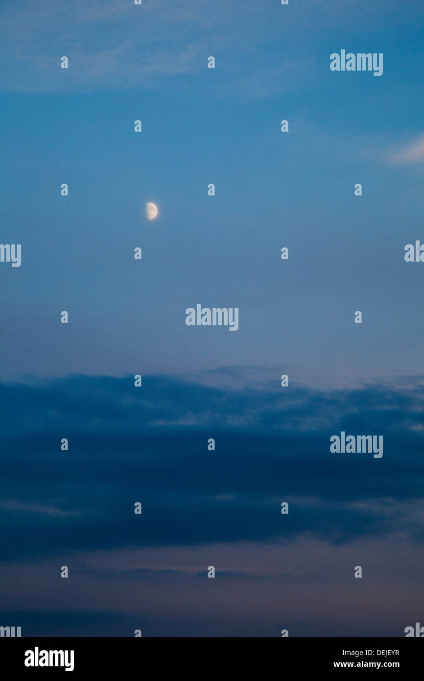 The Moon in a blue sky Yorkshire Stock Photo - Alamy