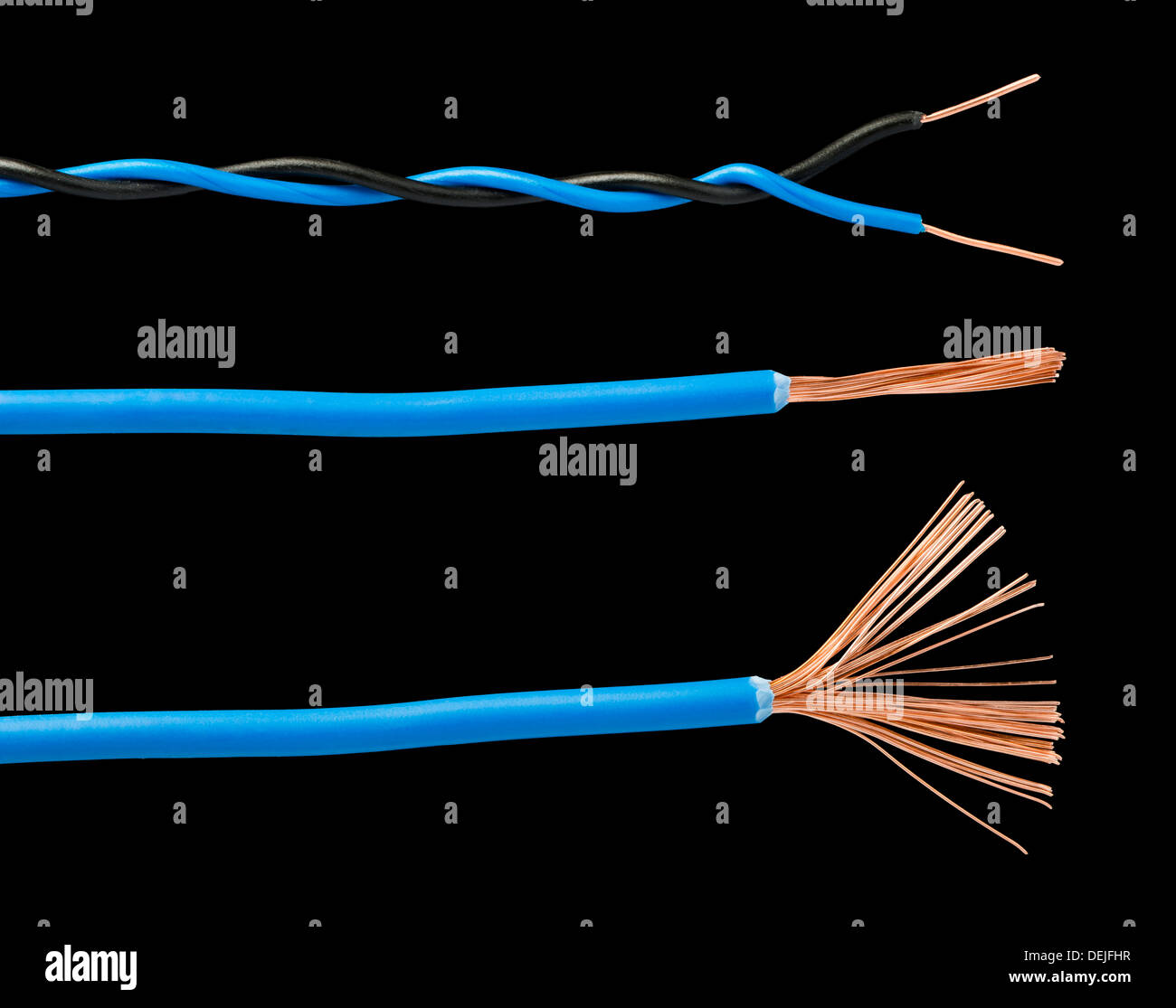 Exposed cables and wires. Studio shot black isolated Stock Photo - Alamy