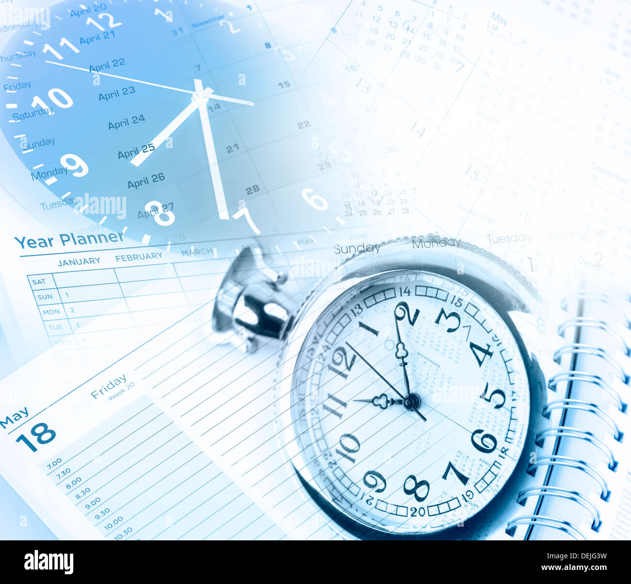 Clock faces, calendar dates and diary Stock Photo - Alamy