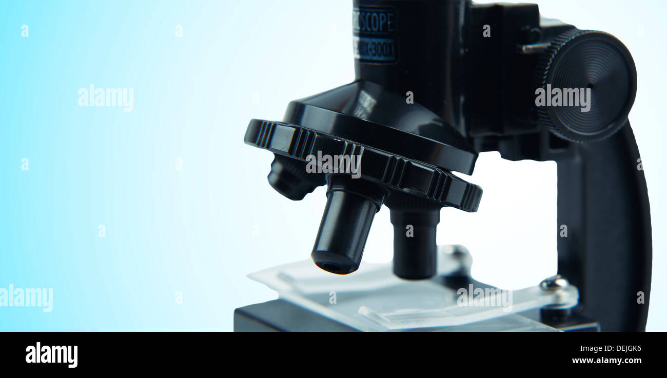 Microscope on color background. Copy space Stock Photo - Alamy