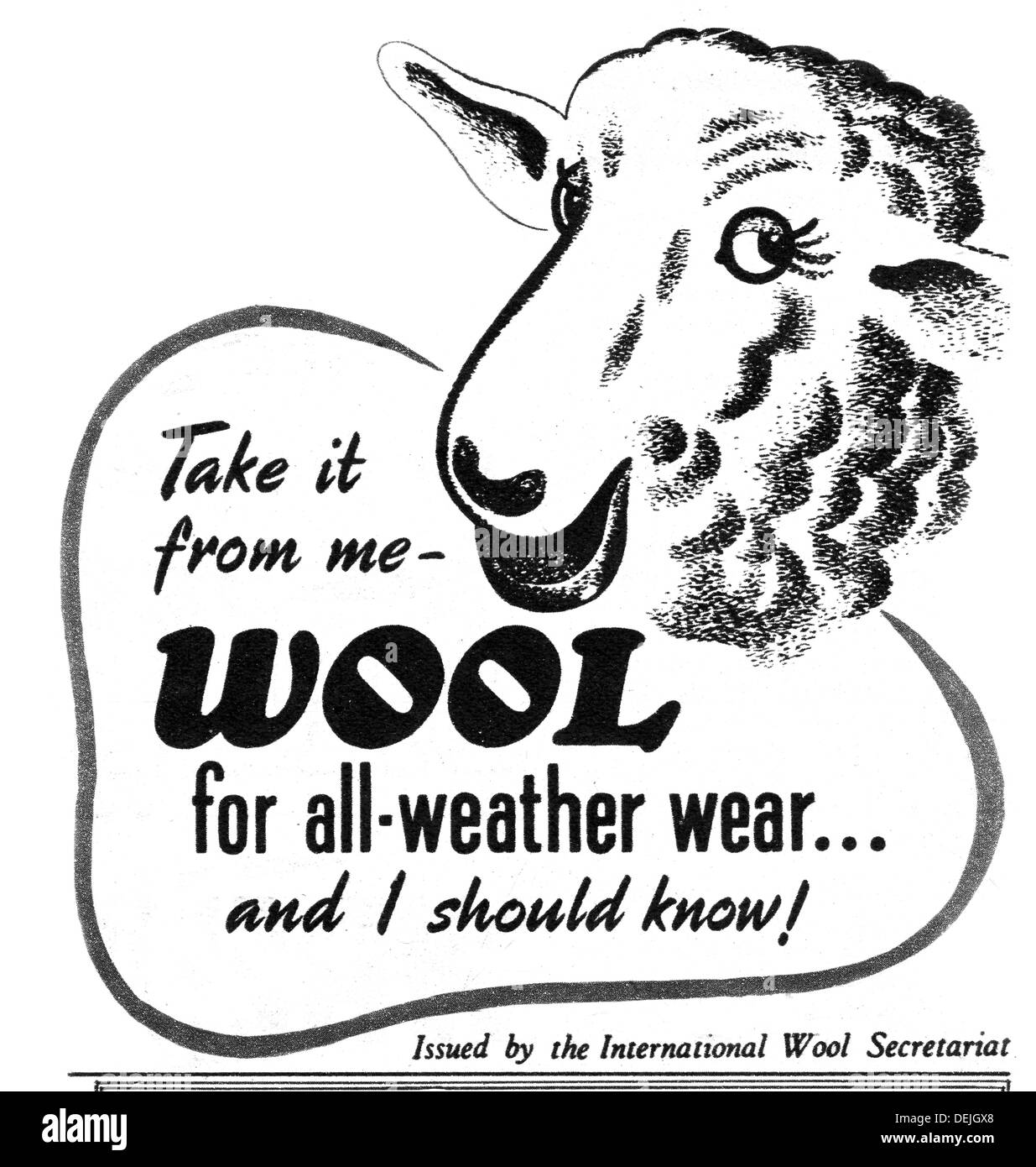 1946 wool advert promoting use of wool products Stock Photo - Alamy