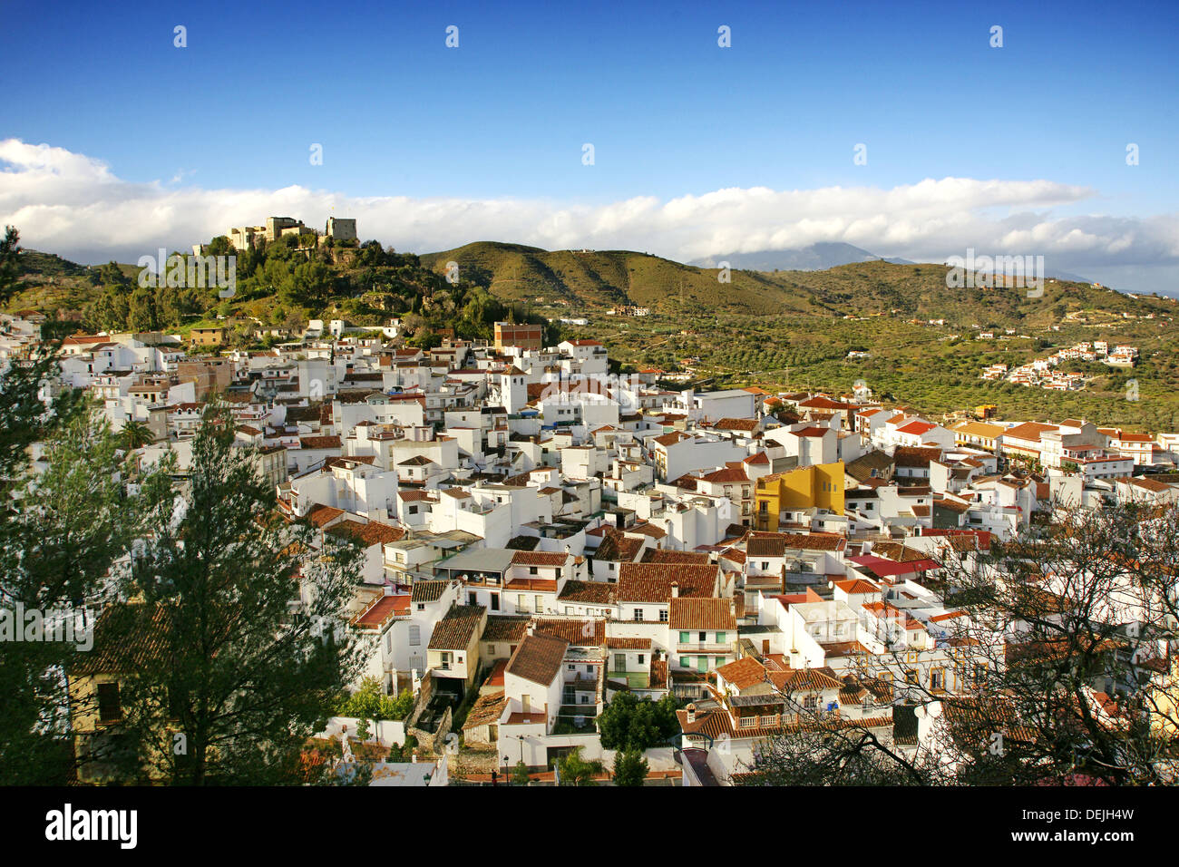 Monda with castle (now a hotel) on the top. Malaga province, Andalusia ...