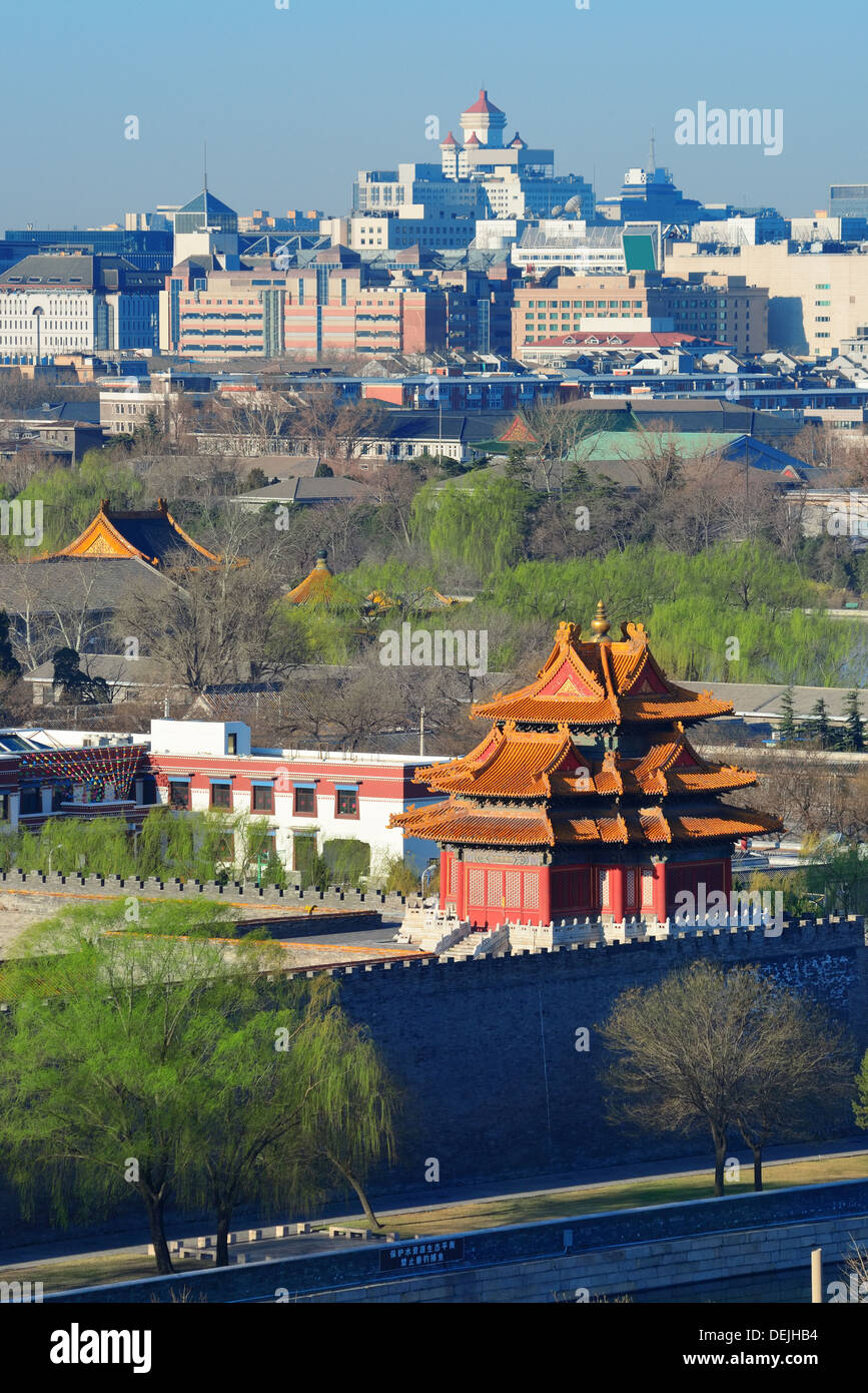 Beijing architecture and city skyline in the morning with blue sky ...