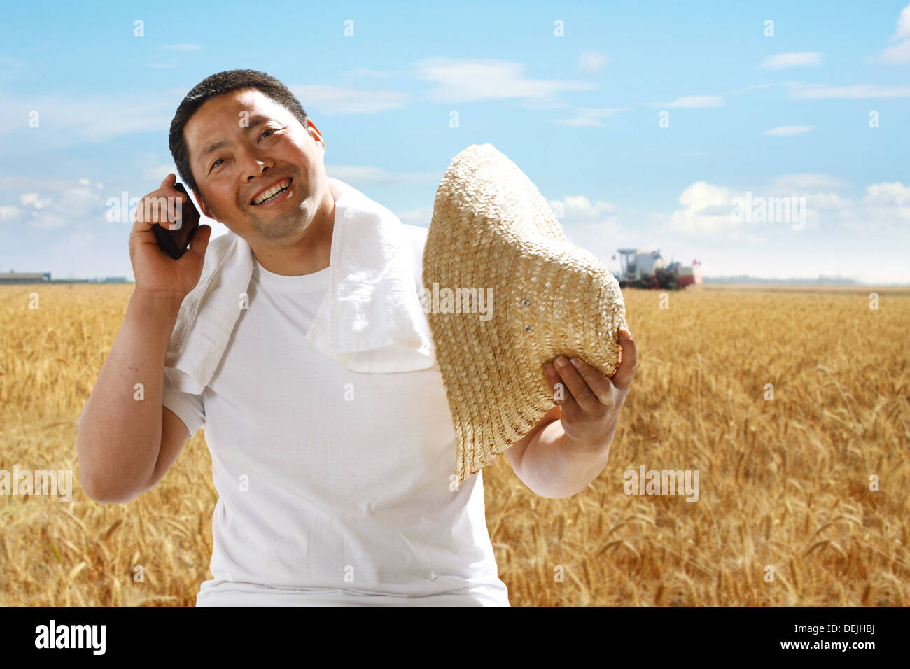 Farmer making phone call in hi-res stock photography and images - Alamy