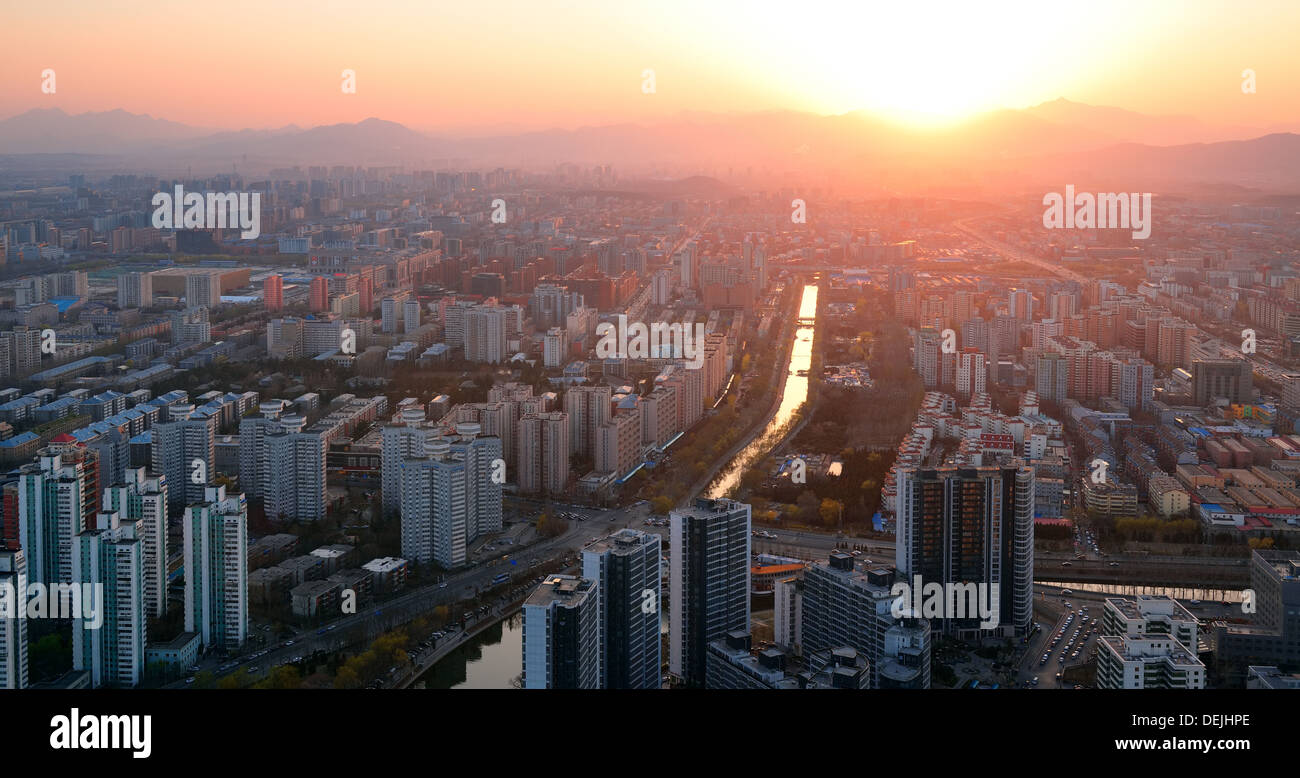 Beijing sunset aerial view with urban buildings Stock Photo - Alamy