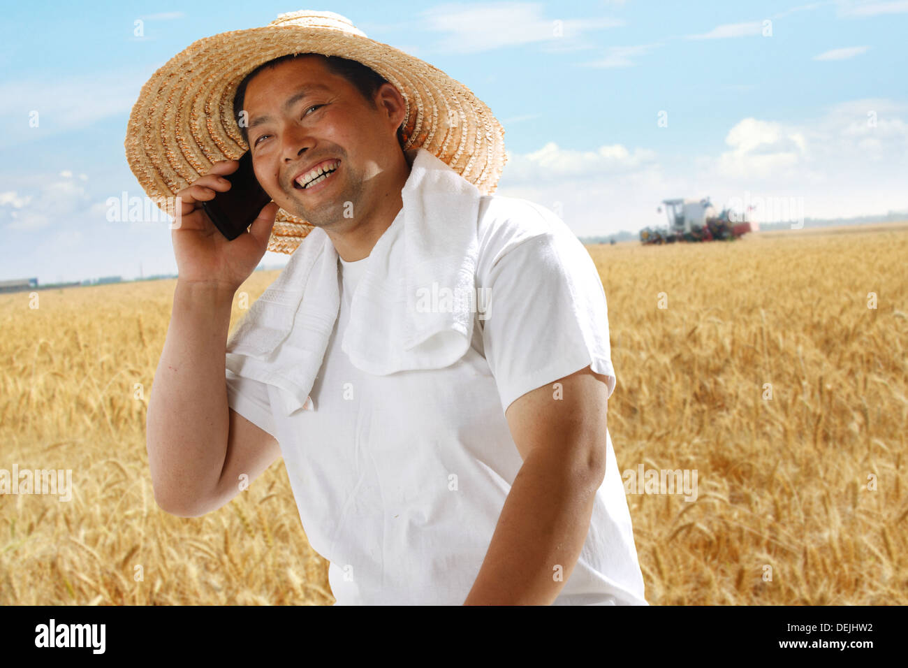Farmer making phone call in hi-res stock photography and images - Alamy