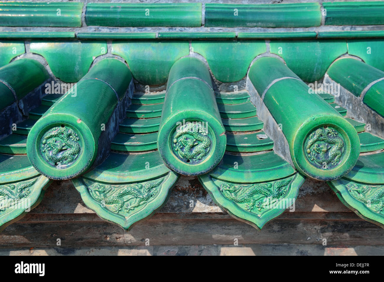 Green tile of historical architecture in Temple of Heaven Park in ...