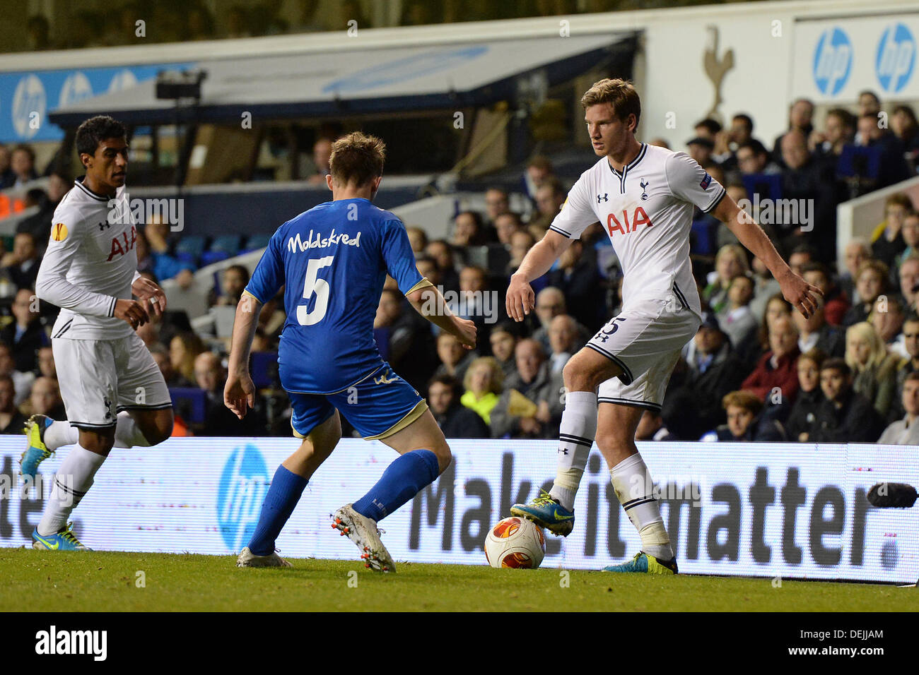 LONDON, ENGLAND - September 19: Tromso's Morten Moldskred and Tottenham ...