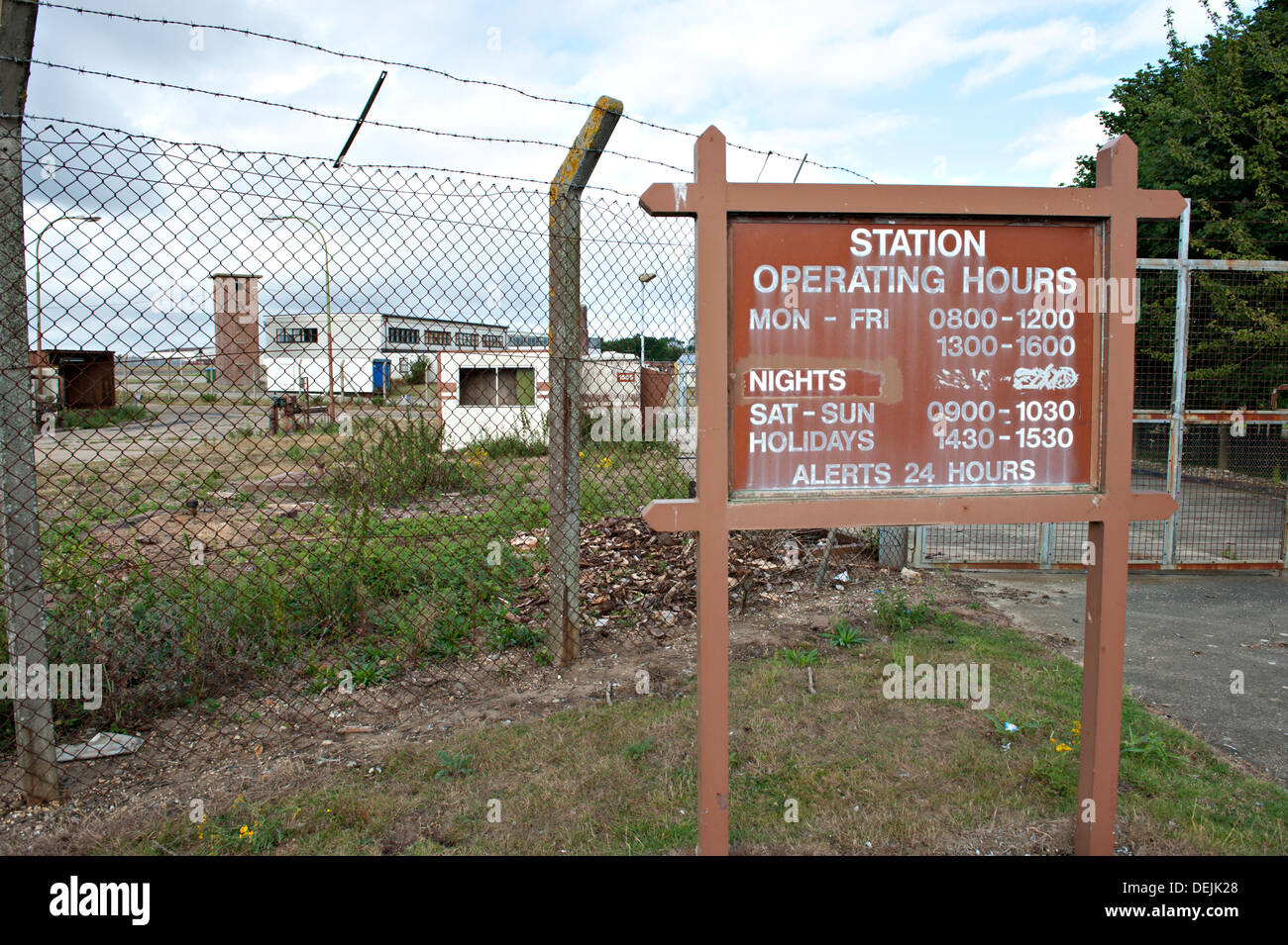 Sign at the former USAF RAF Bentwaters base, Suffolk, England, which ...
