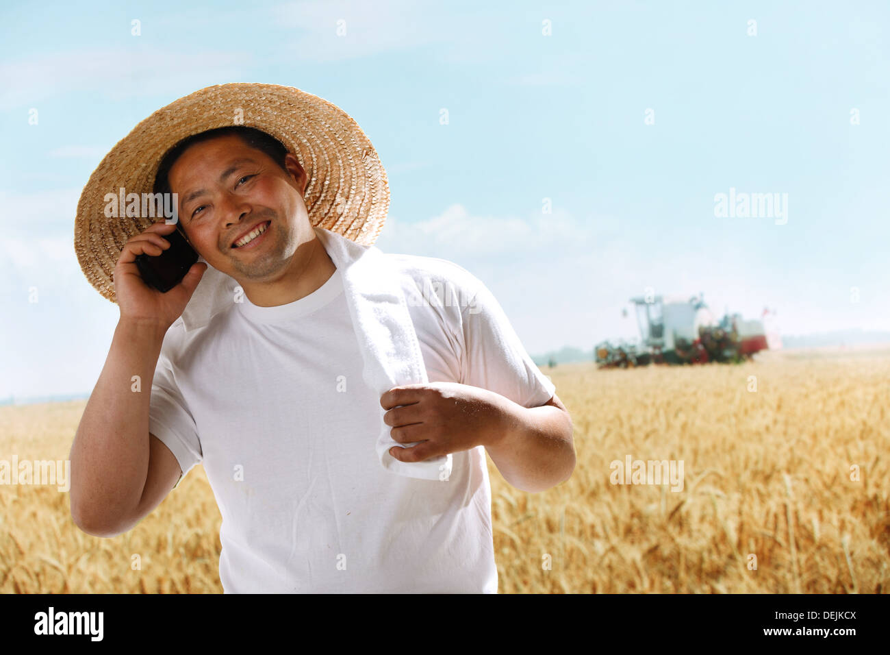 Farmer making phone call in hi-res stock photography and images - Alamy