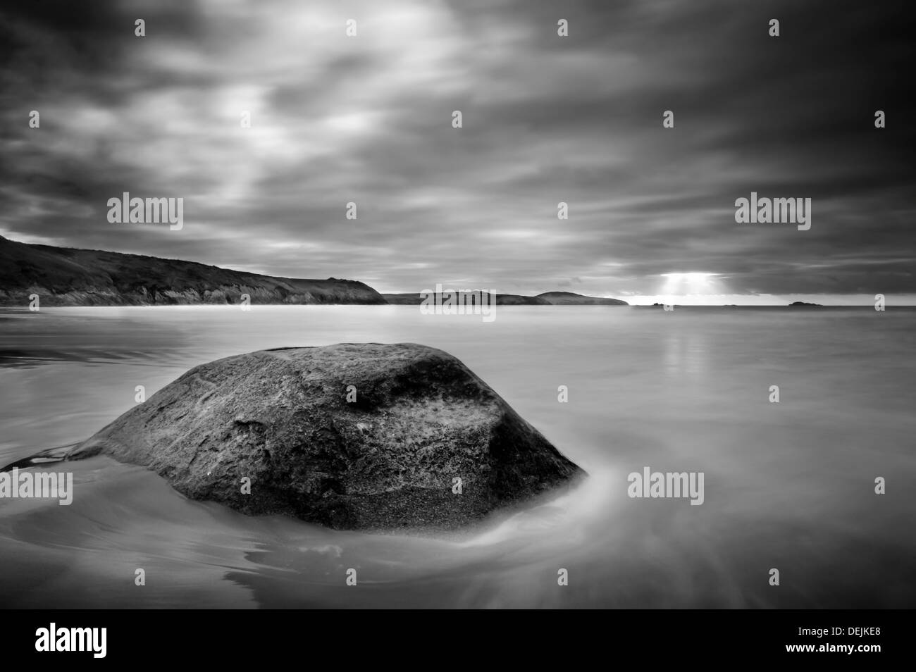 Stone in sea at Whitesands Stock Photo - Alamy