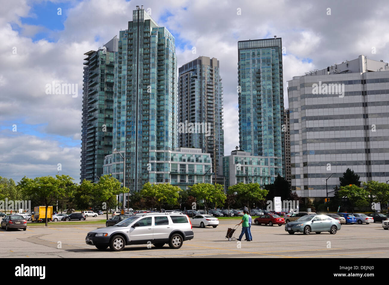 Shopping mall car park and surrounding high rise buildings Stock Photo ...