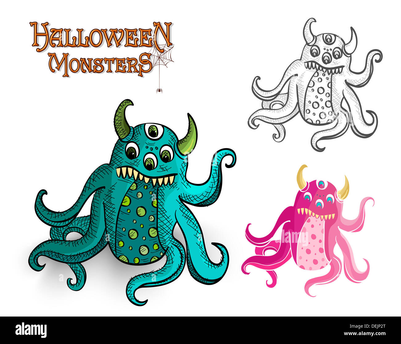 Halloween monsters spooky creatures set. EPS10 Vector file organized in ...