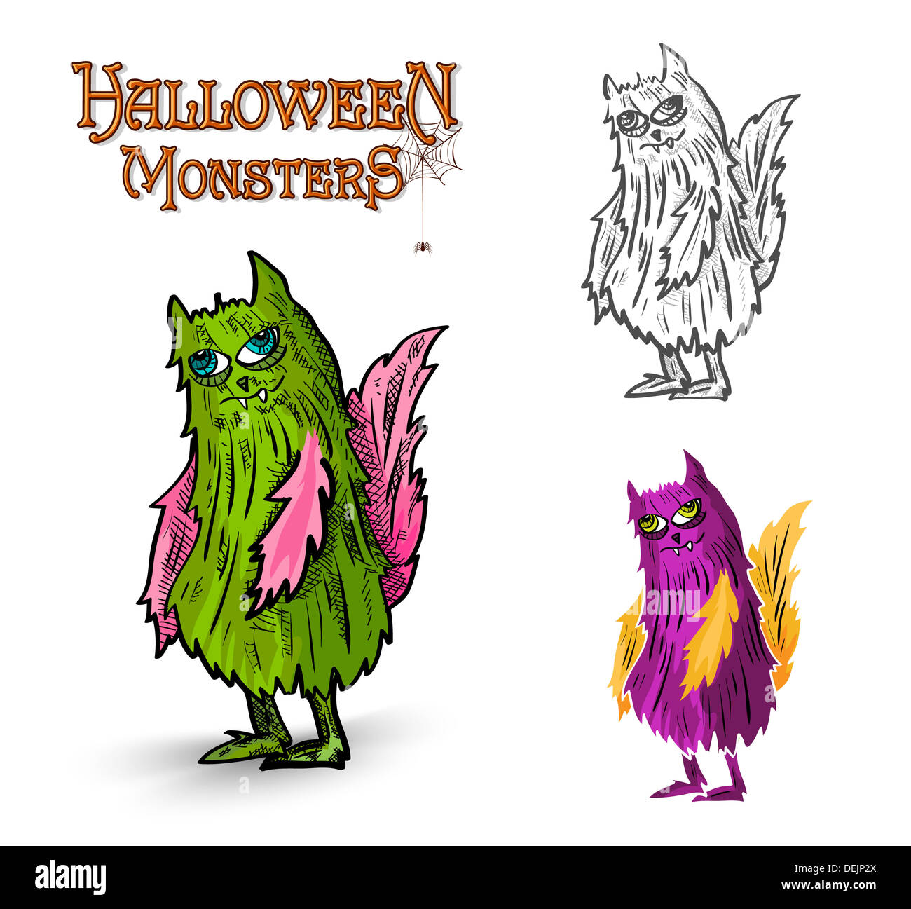 Halloween monsters spooky weird creatures set. EPS10 Vector file ...