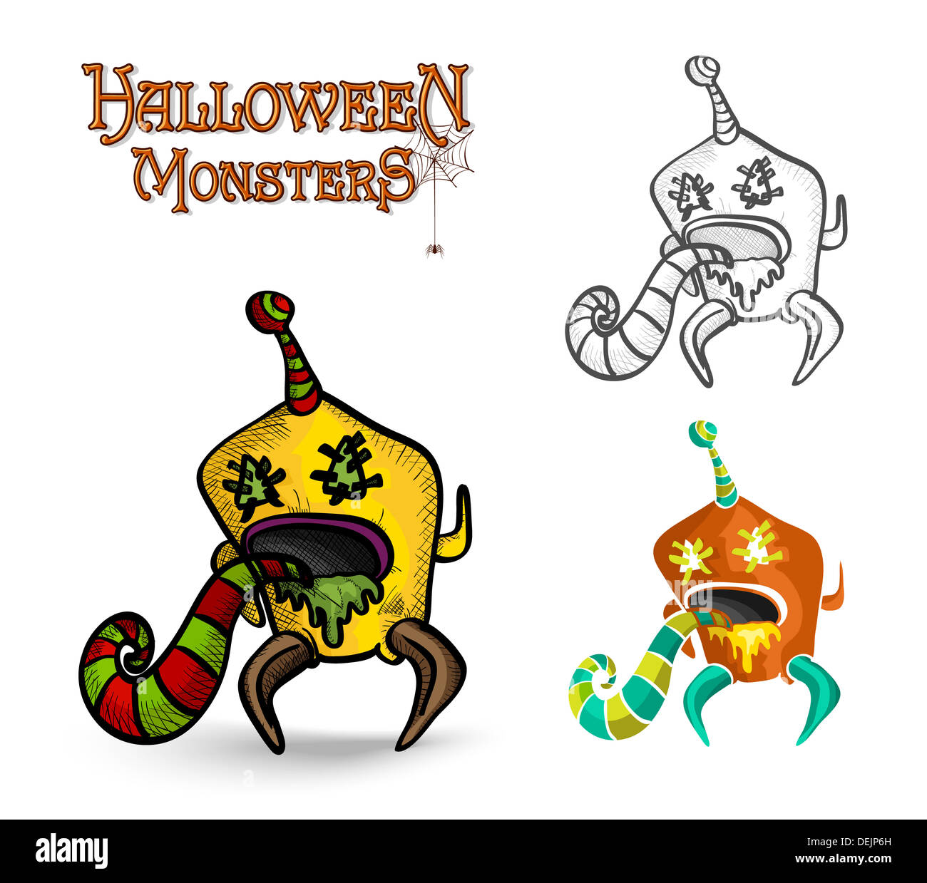 Halloween monsters spooky creatures set illustration. EPS10 Vector file ...