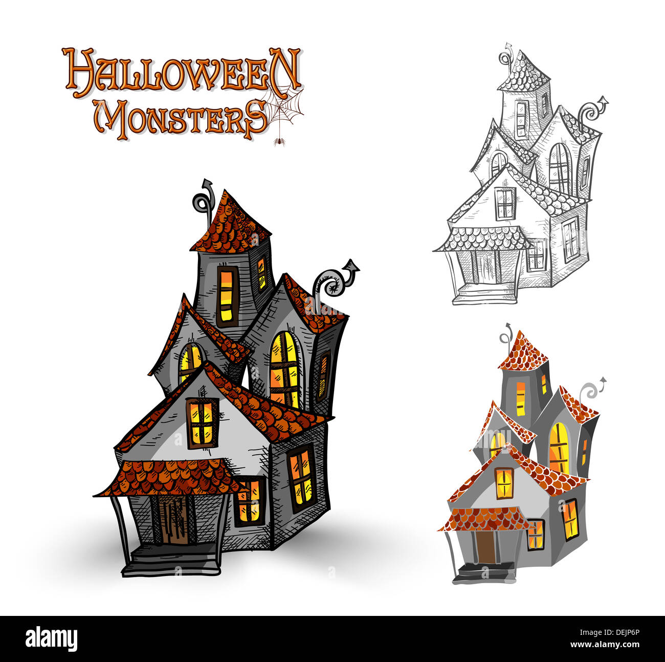 Halloween monsters spooky haunted houses set. EPS10 Vector file ...