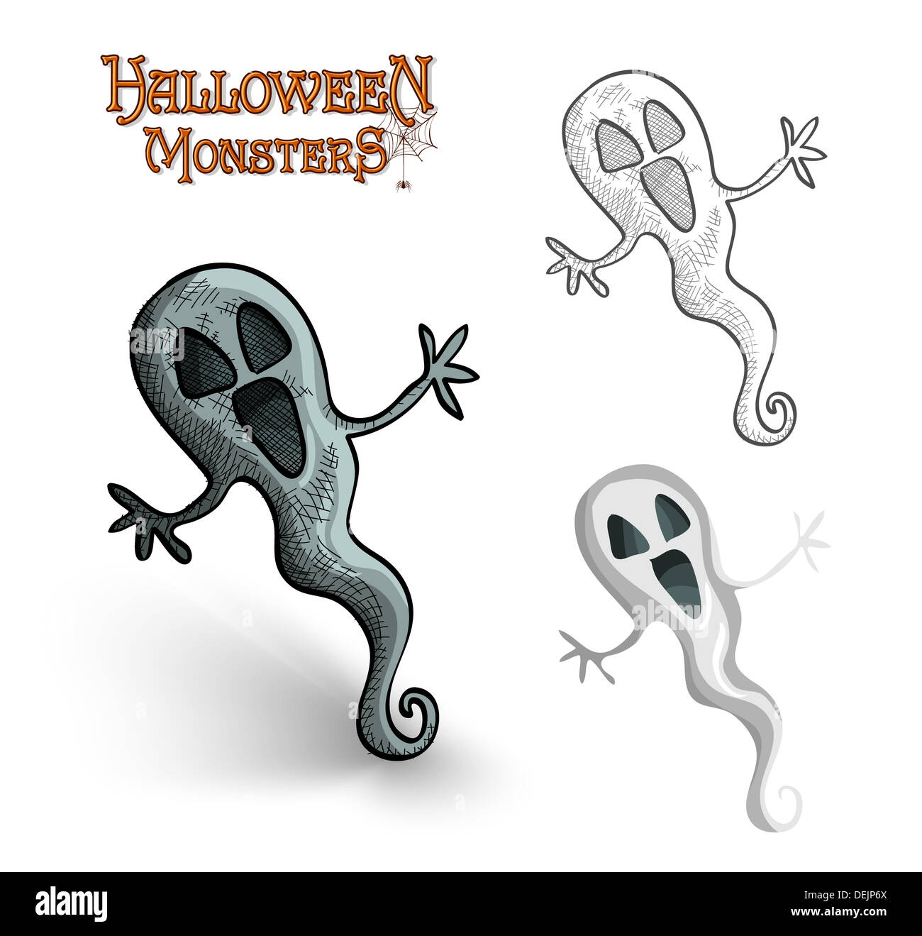 Halloween monsters spooky ghosts set. EPS10 Vector file organized in ...
