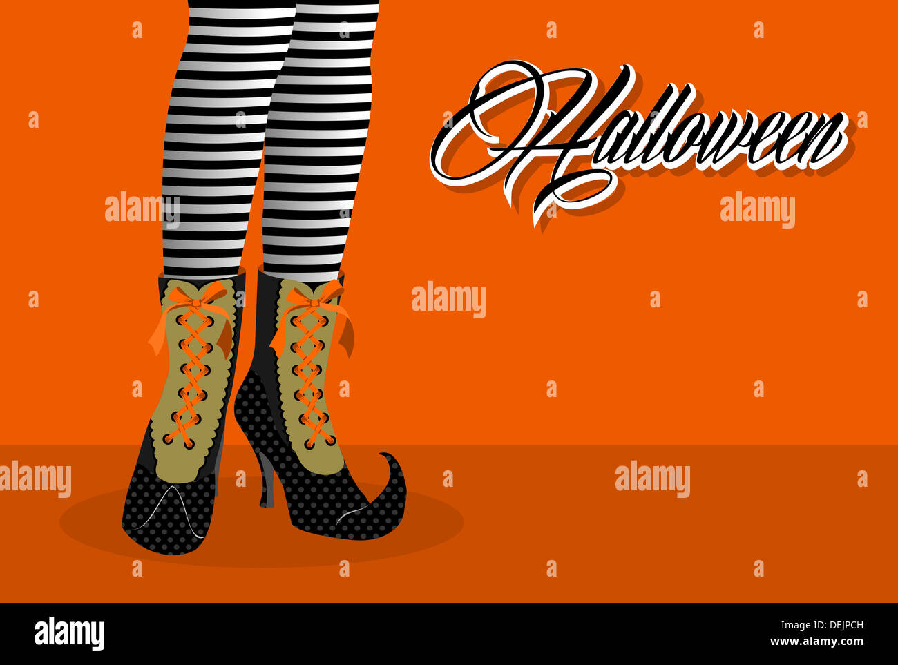 Happy Halloween trick or treat spooky witch legs holiday elements ...