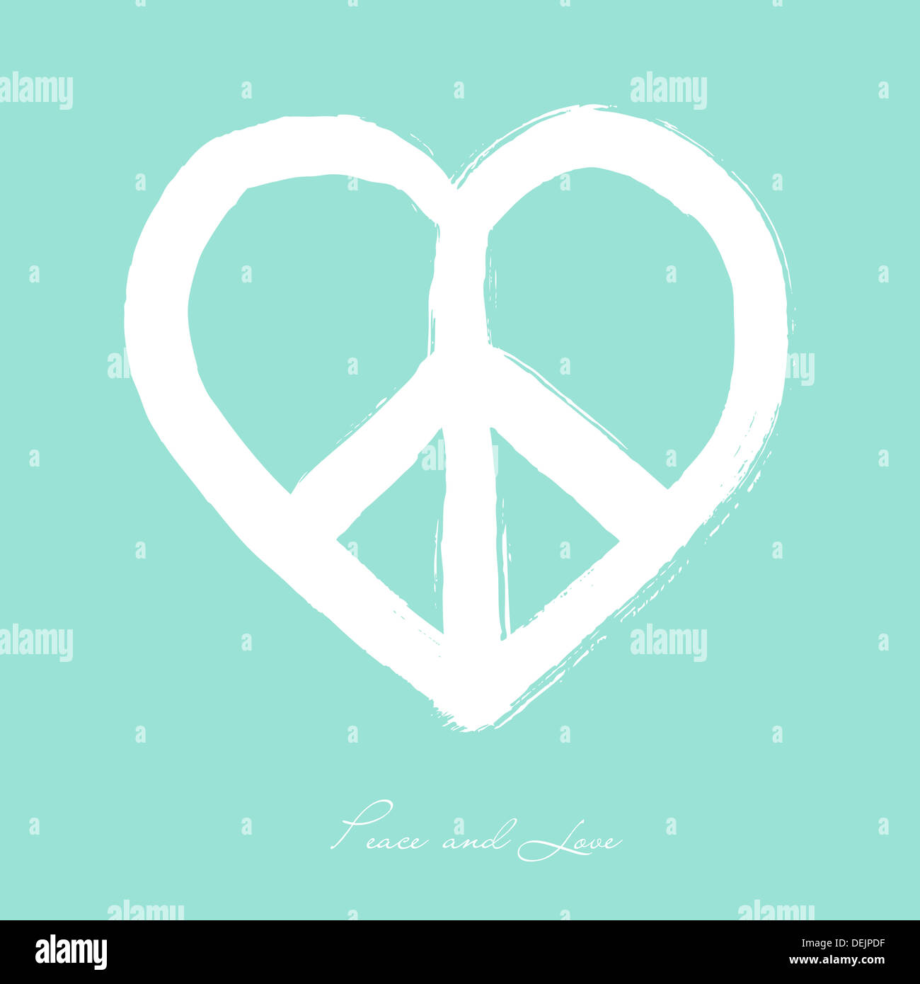 Isolated heart shape peace symbol brush style composition over blue ...