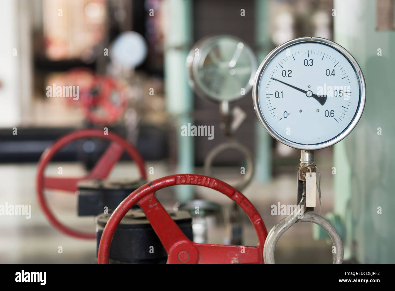 industrial thermometer in boiler room Stock Photo - Alamy