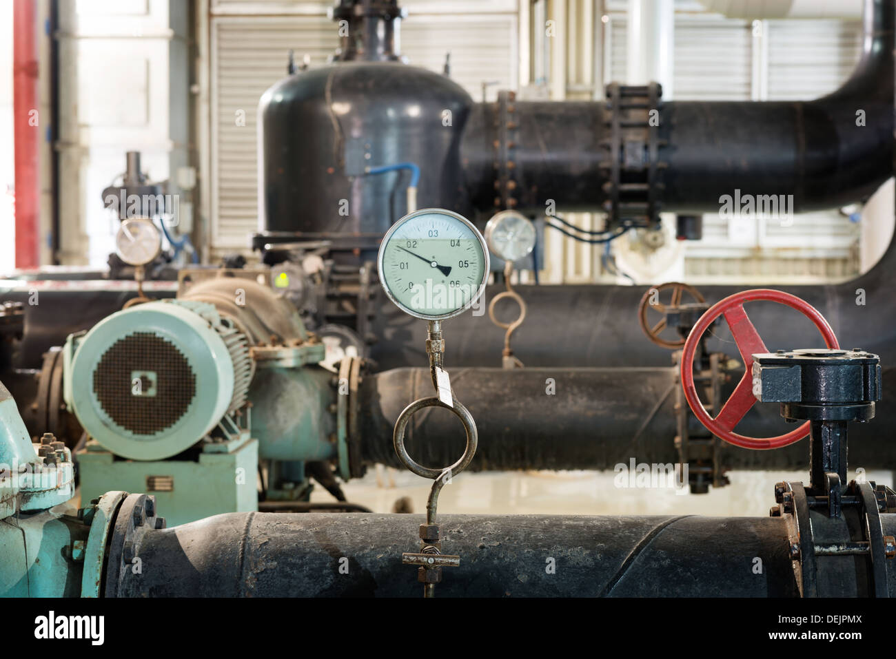 industrial thermometer in boiler room Stock Photo - Alamy