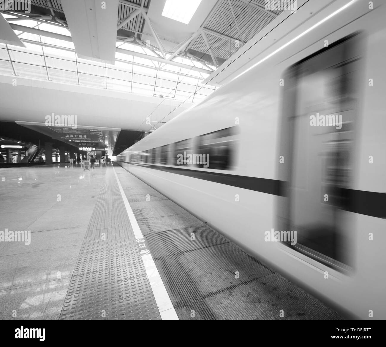 train stop at railway station Stock Photo - Alamy
