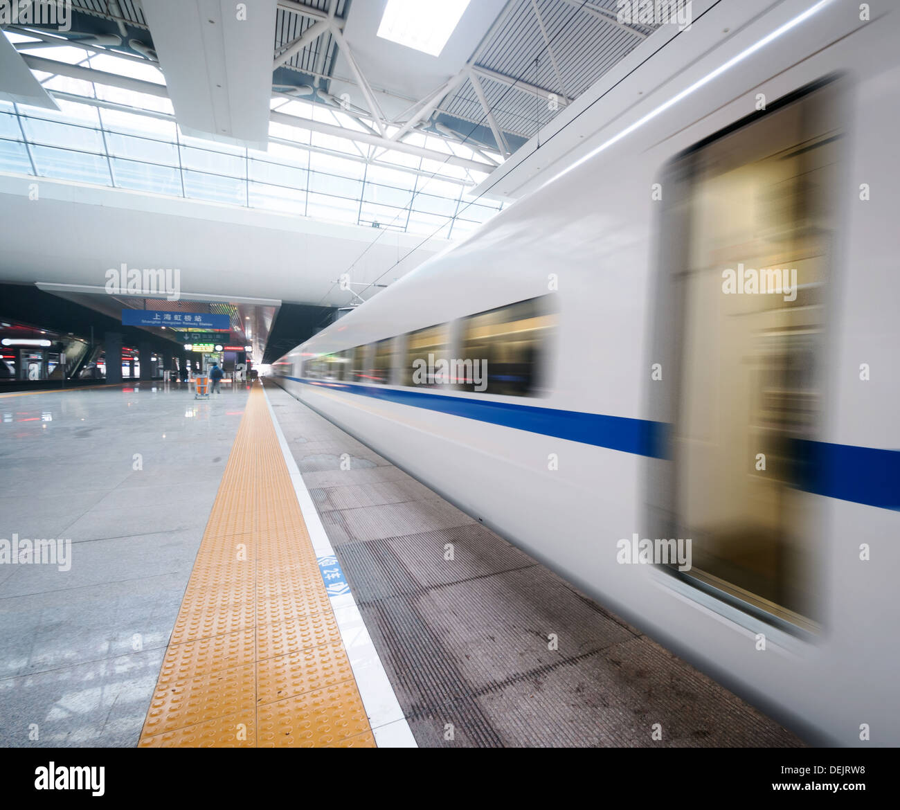 train stop at railway station Stock Photo - Alamy
