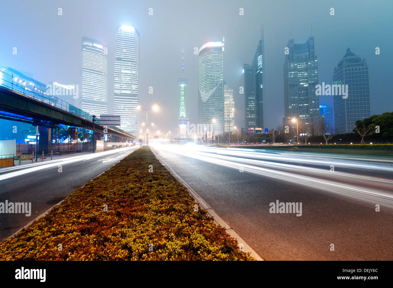 Shanghai Lujiazui Finance & Trade Zone modern city night background ...