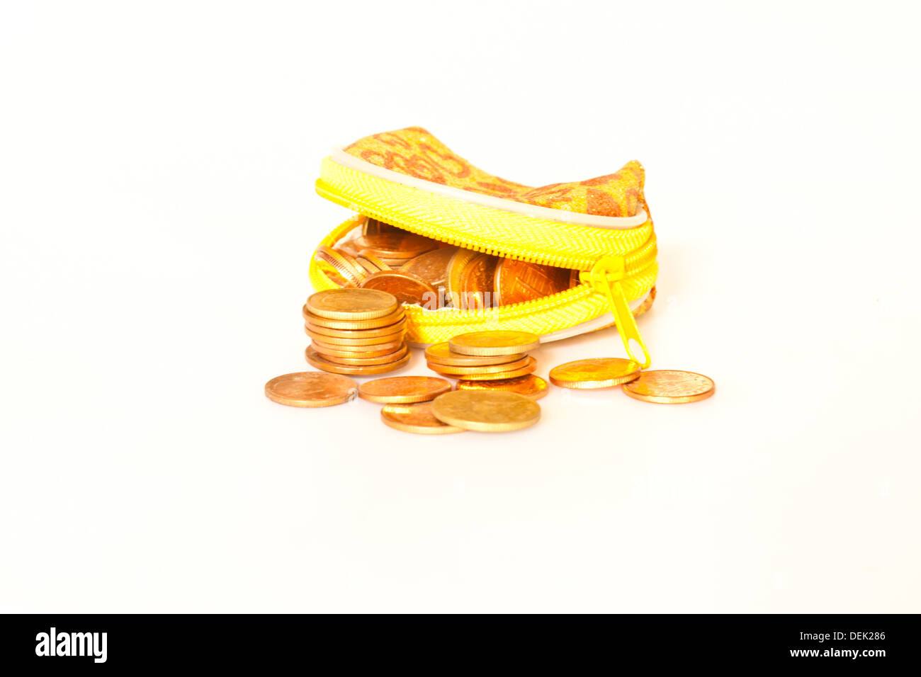 coins on white paper Stock Photo - Alamy