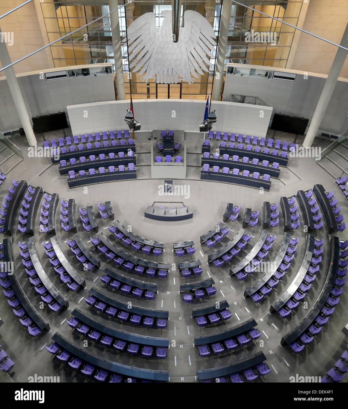 A view of the empty plenary room of the German parliament Bundestag is ...