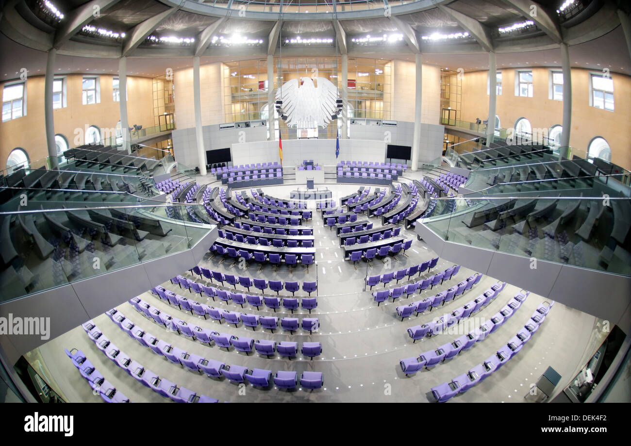 A view of the empty plenary room of the German parliament Bundestag is ...