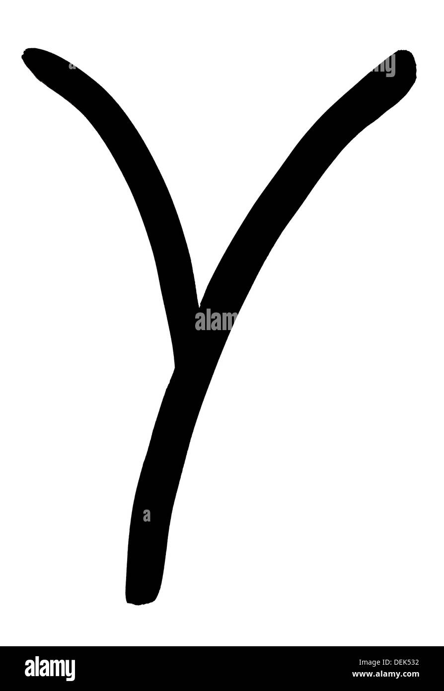 letter Y hand written in black ink on white background Stock Photo - Alamy