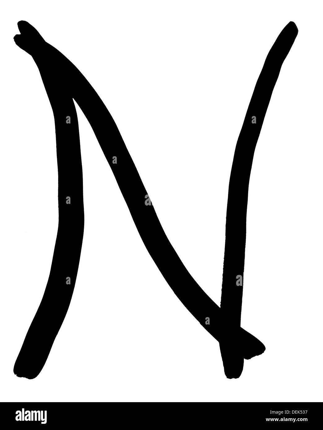letter N hand written in black ink on white background Stock Photo - Alamy