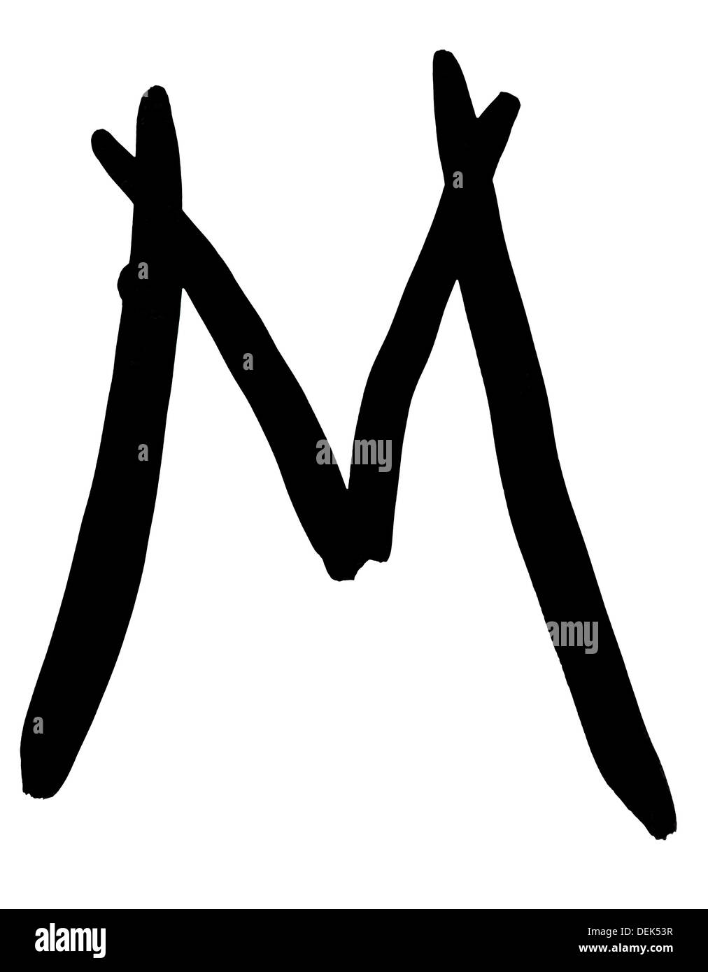 letter M hand written in black ink on white background Stock Photo - Alamy