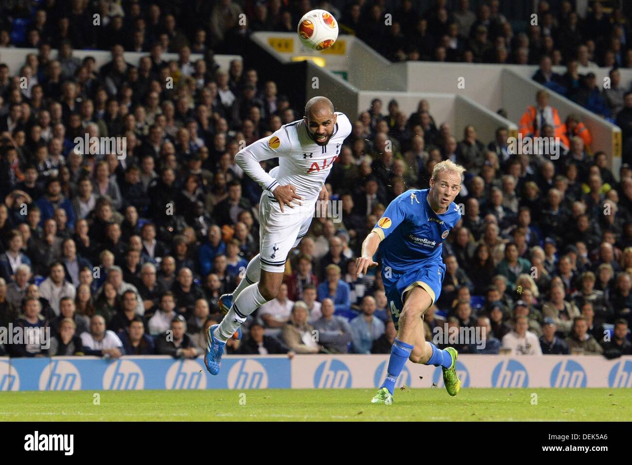 LONDON, ENGLAND - September 19: Tottenham's Sandro heads the ball ...