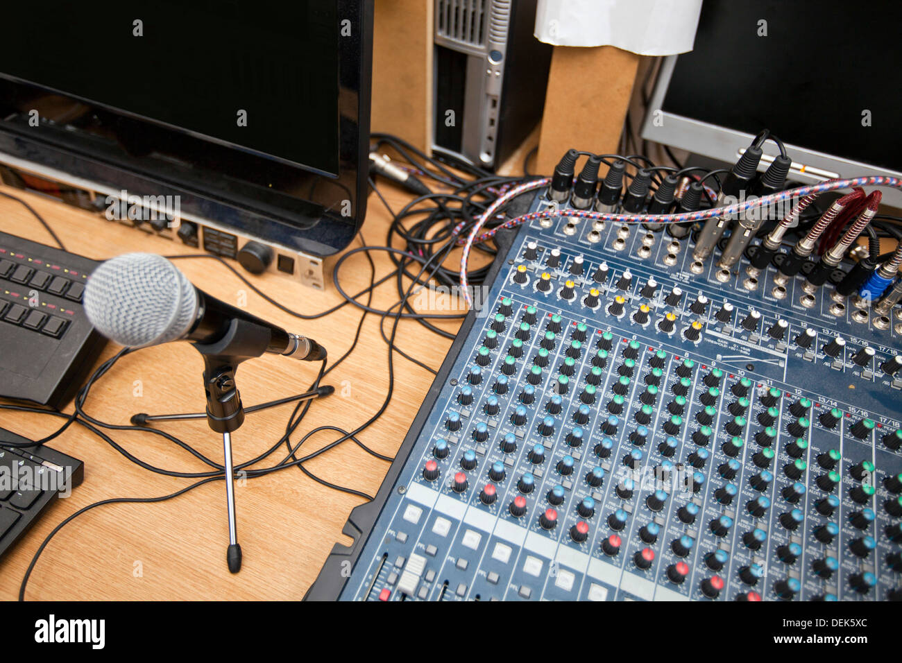 Microphone sound mixing equipment television studio Stock Photo - Alamy