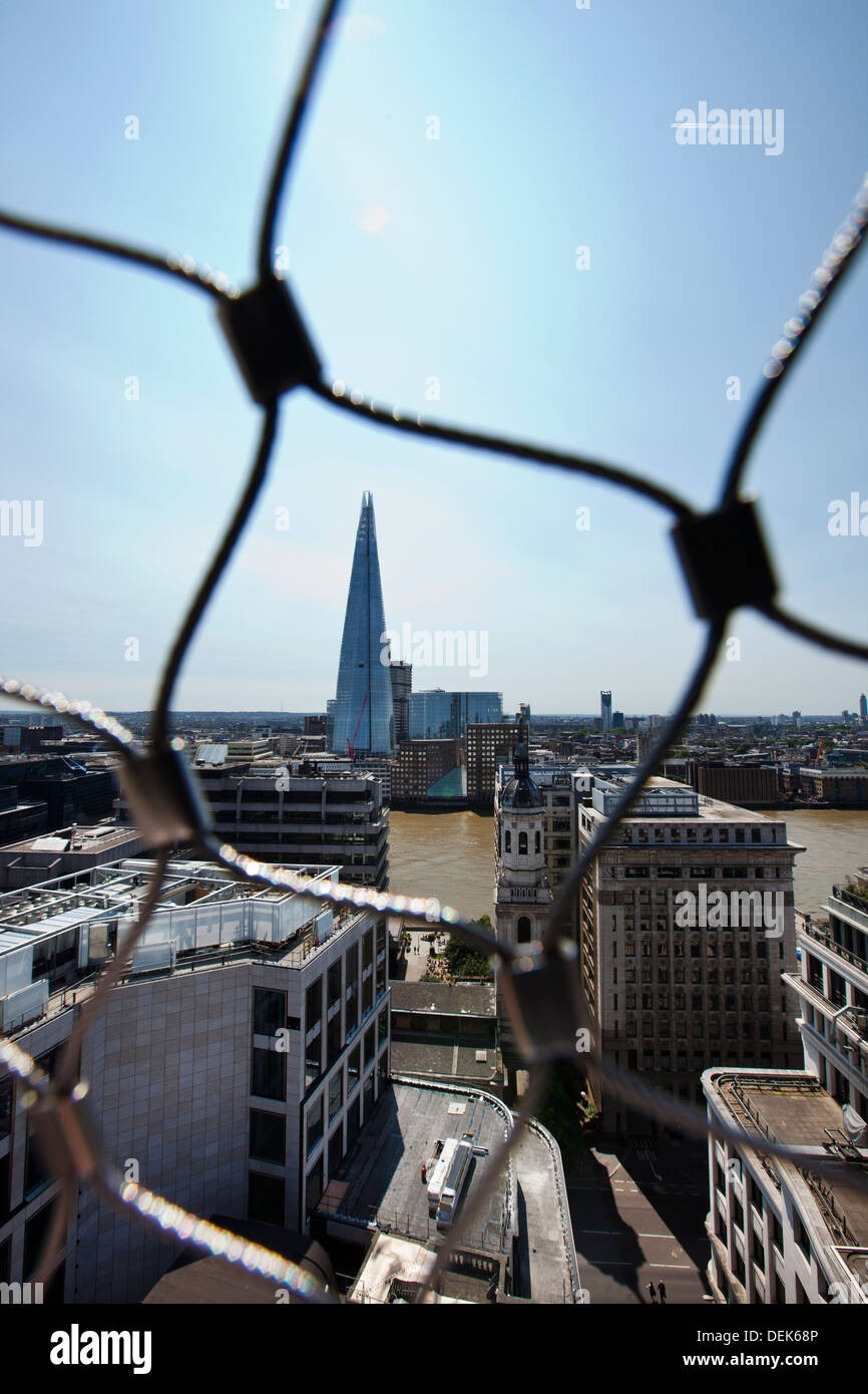 View the Shard, London behind wire net Stock Photo - Alamy