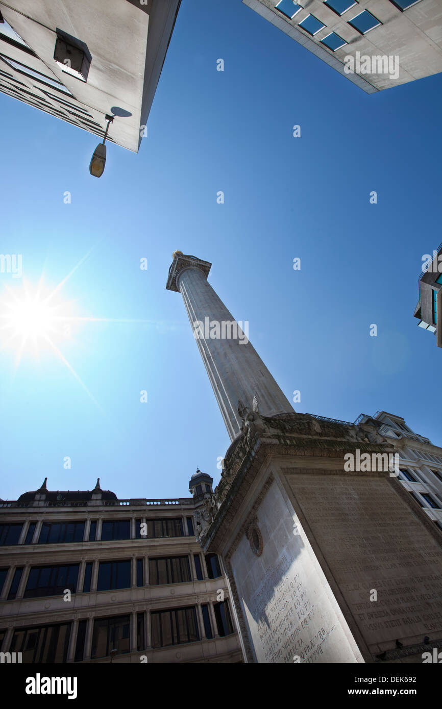 View from below Monument, London, UK Stock Photo - Alamy