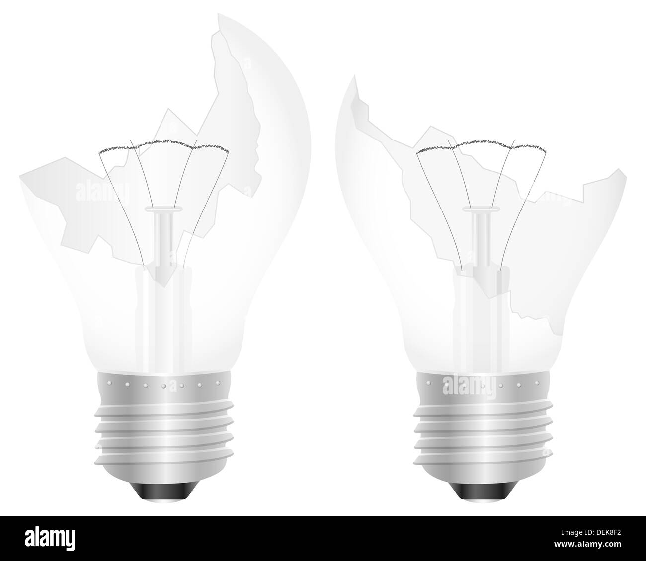 Broken light bulb on a white background. Vector illustration Stock ...
