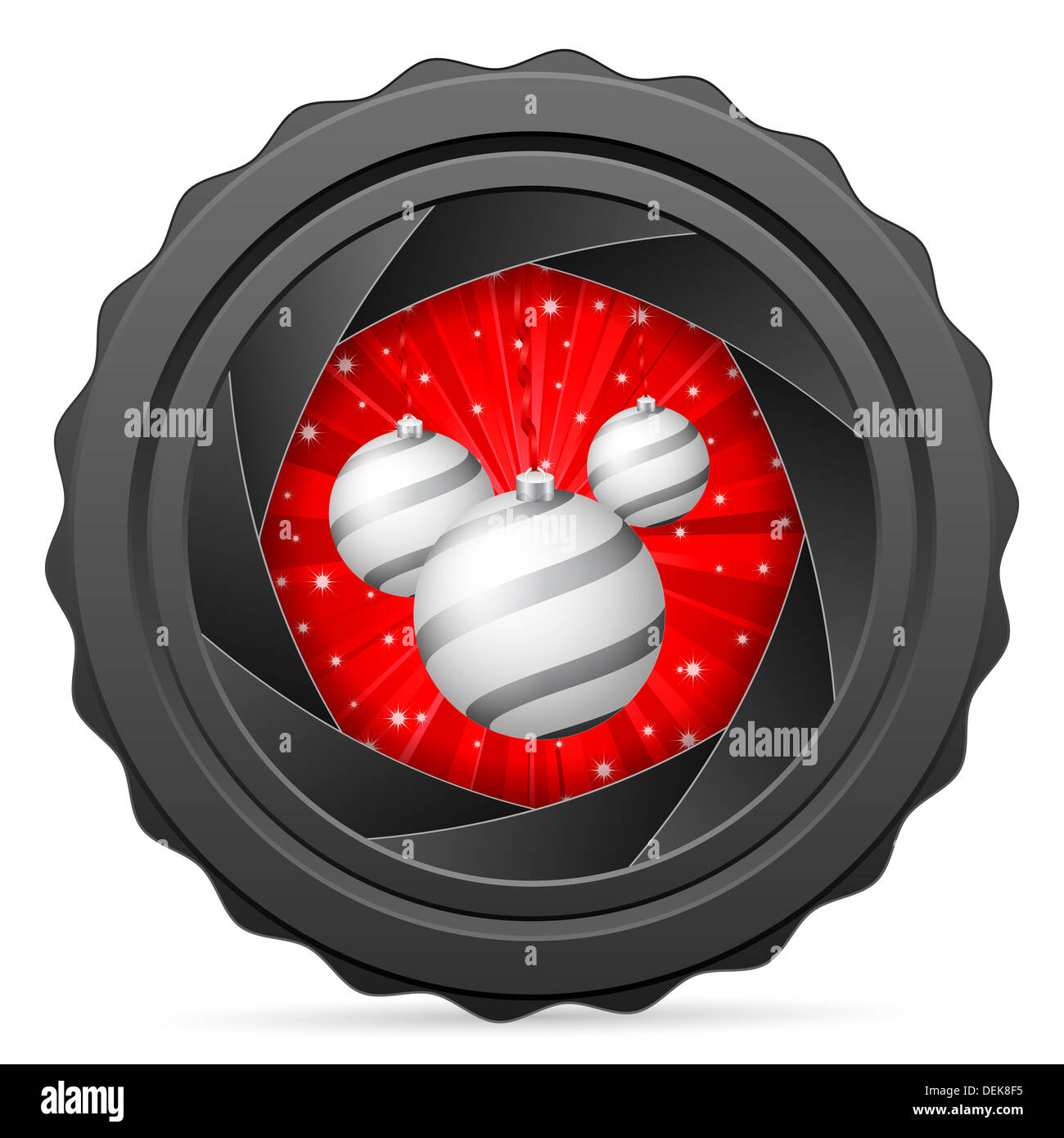Camera shutter with Christmas background on white background. Vector ...