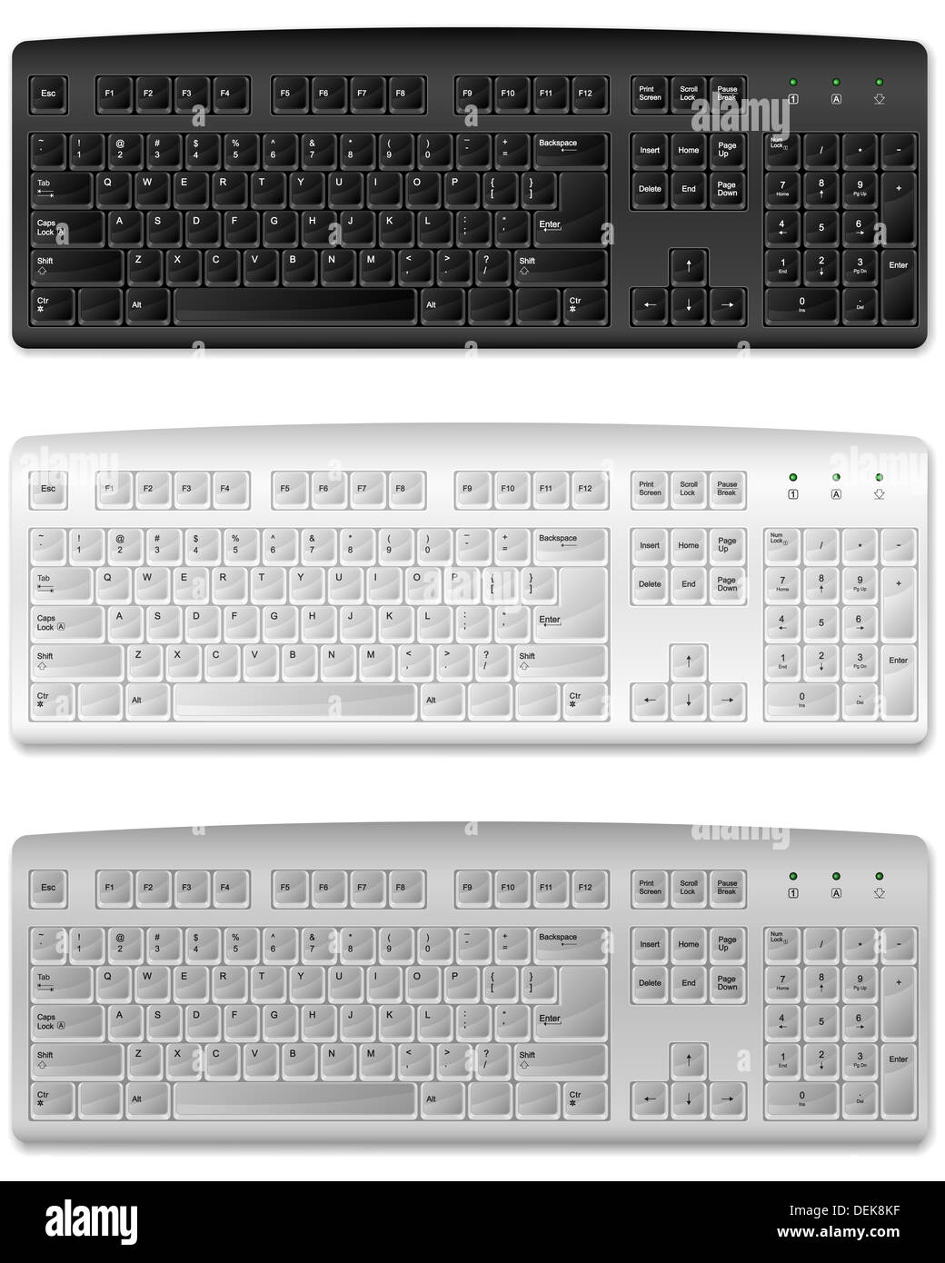 Computer keyboards on a white background. Vector illustration Stock ...