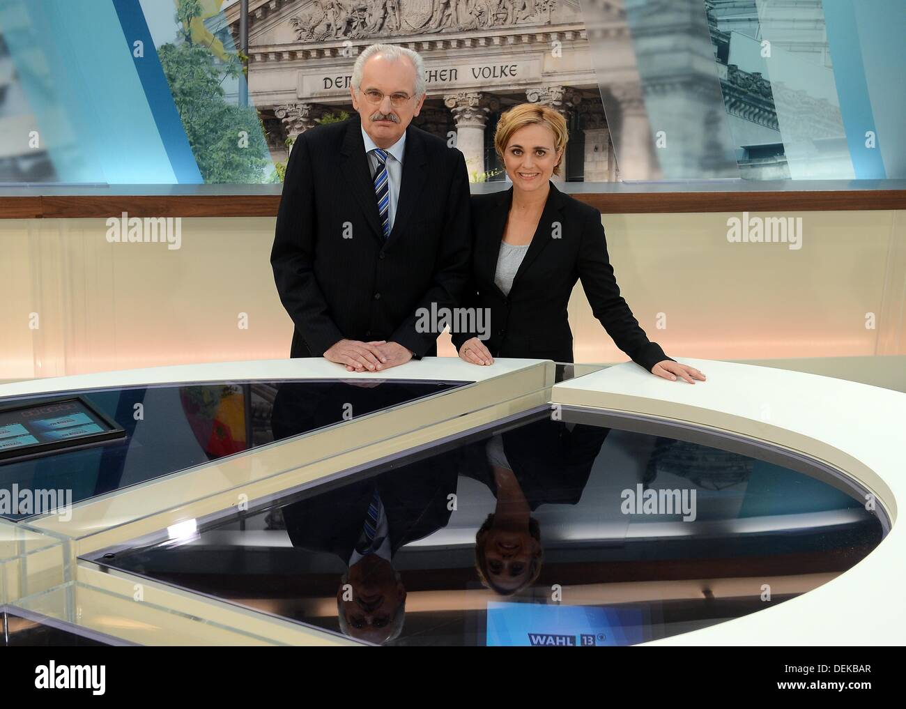 Berlin, Germany. 20th Sep, 2013. TV presenters Caren Miosga and Ulrich ...