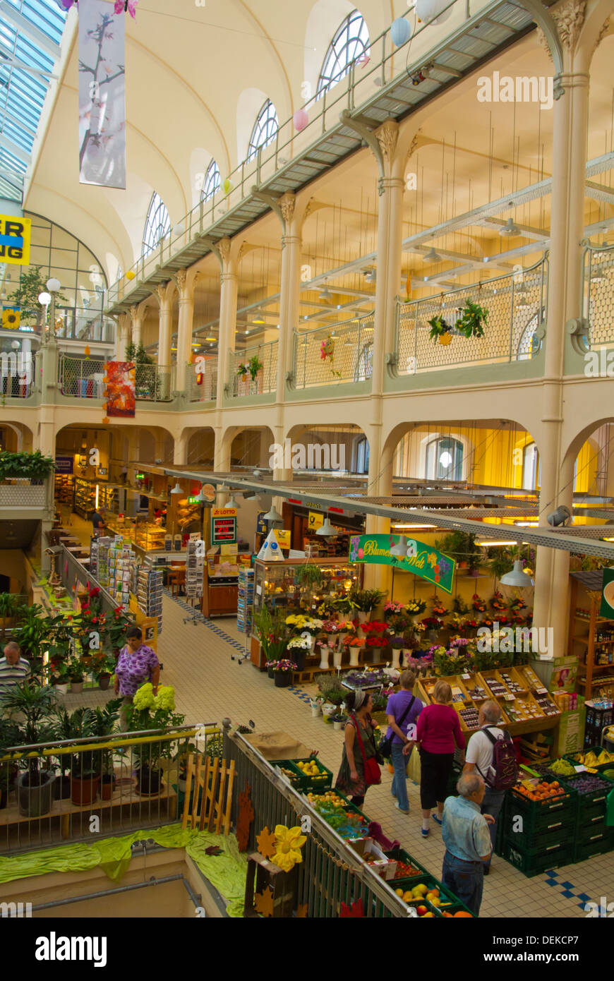 Markthalle the market hall interior Neustadt the new town Dresden city ...