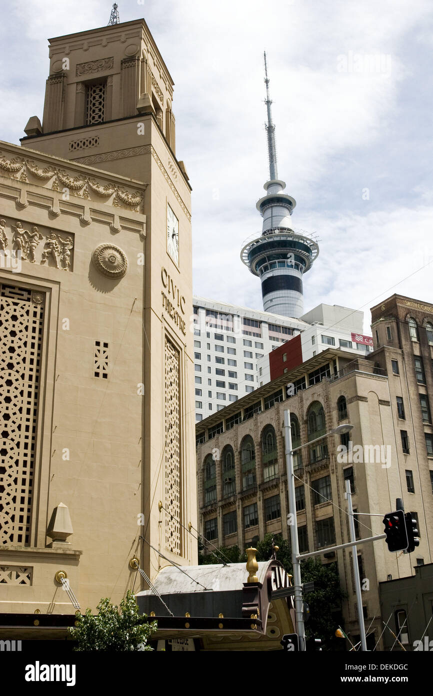 Downtown Auckland and Sky Tower Stock Photo - Alamy